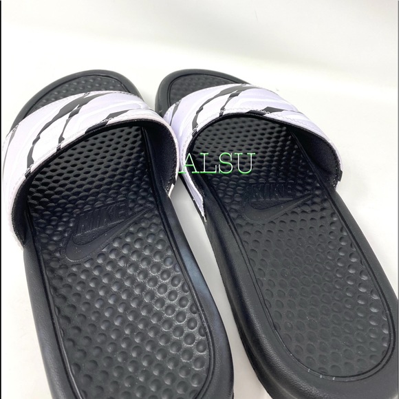 Nike | Shoes | Nike Benassi Slides Womens Sandals Pink White | Poshmark